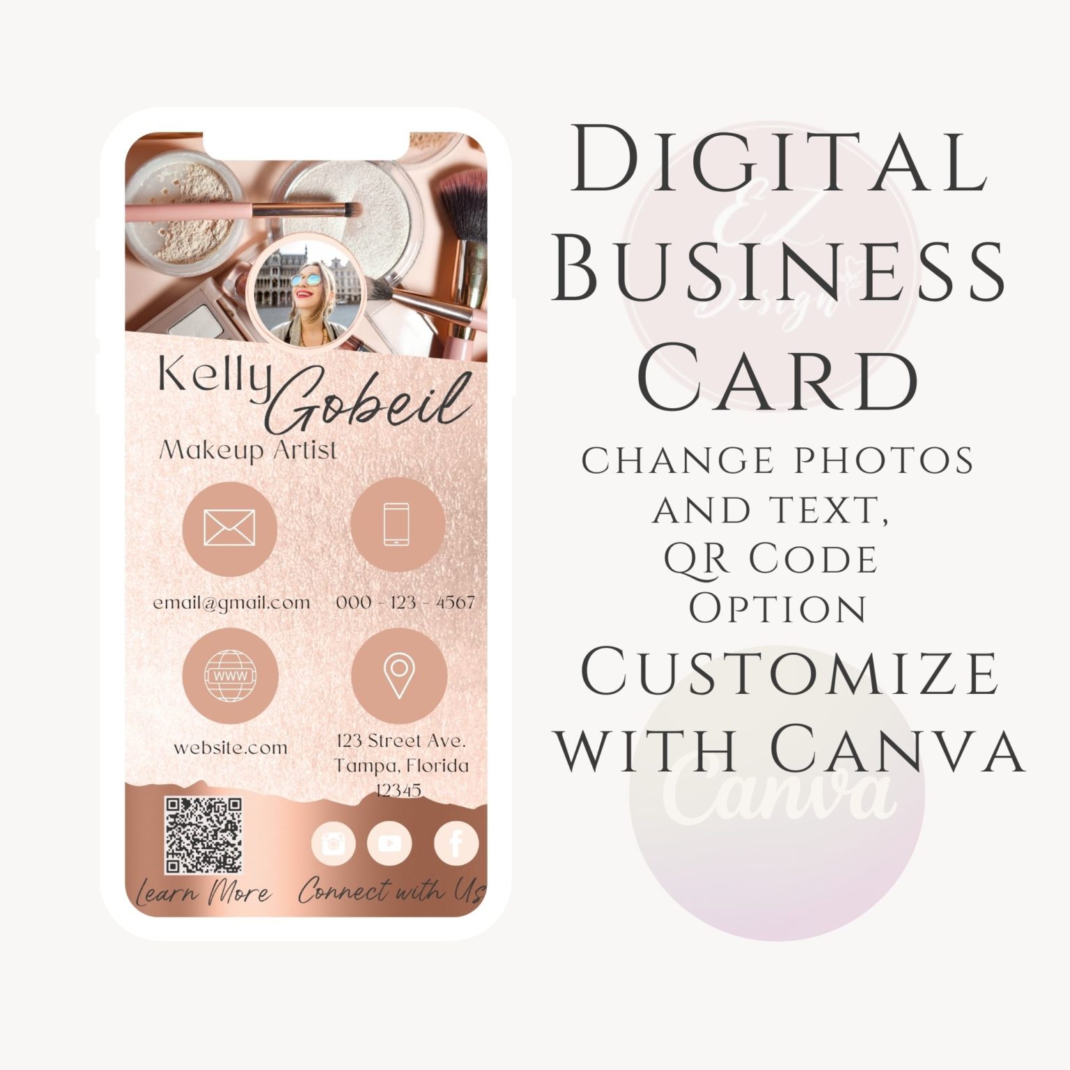 A Digital Business Card template with QR code benefits 087